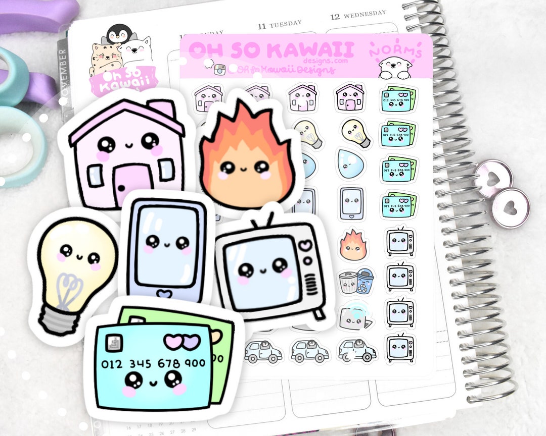 Kawaii Utility Bill Planner Stickers Household Bills Due Pay Reminder ...