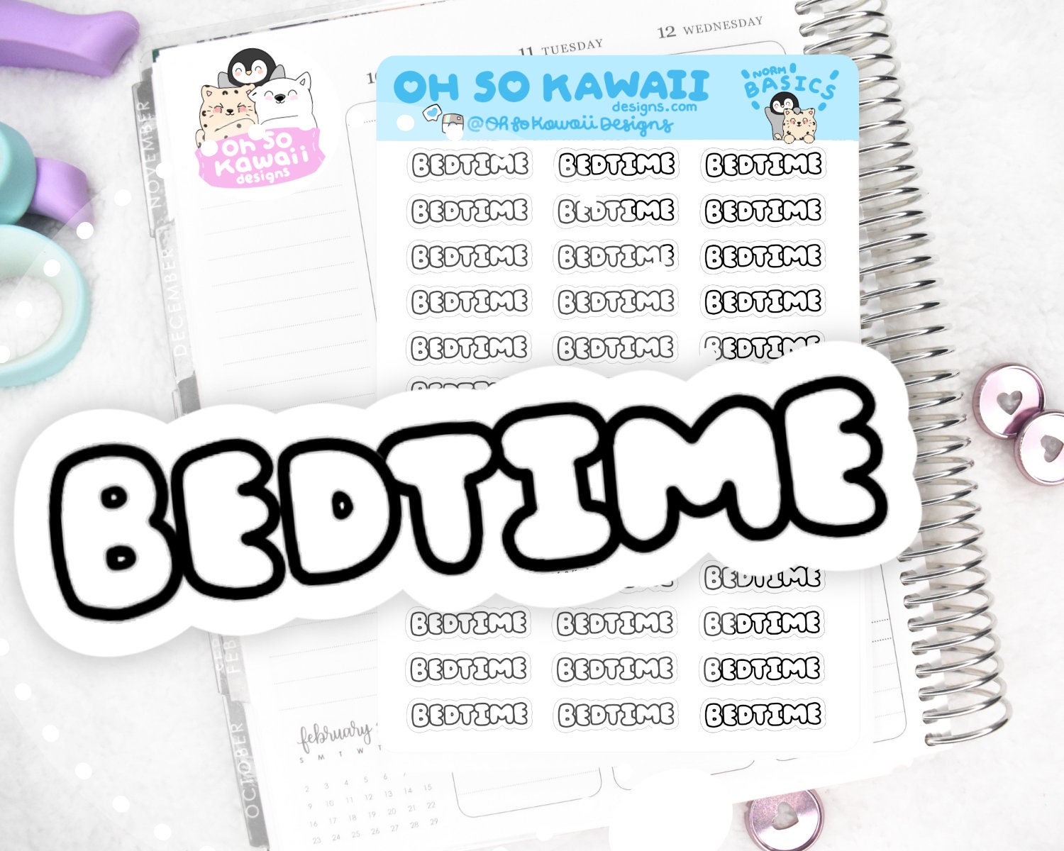 Kawaii Bedtime Planner Stickers Bedtime Stickers for Planner | Etsy