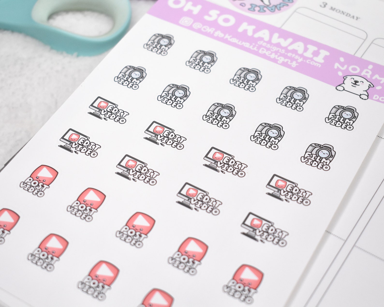 Kawaii Youtube Blogger Planner Stickers Youtube Stickers | Etsy