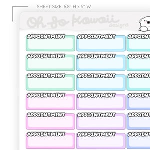 Kawaii Appointment Planner Stickers - Appointment Reminder Stickers for ...