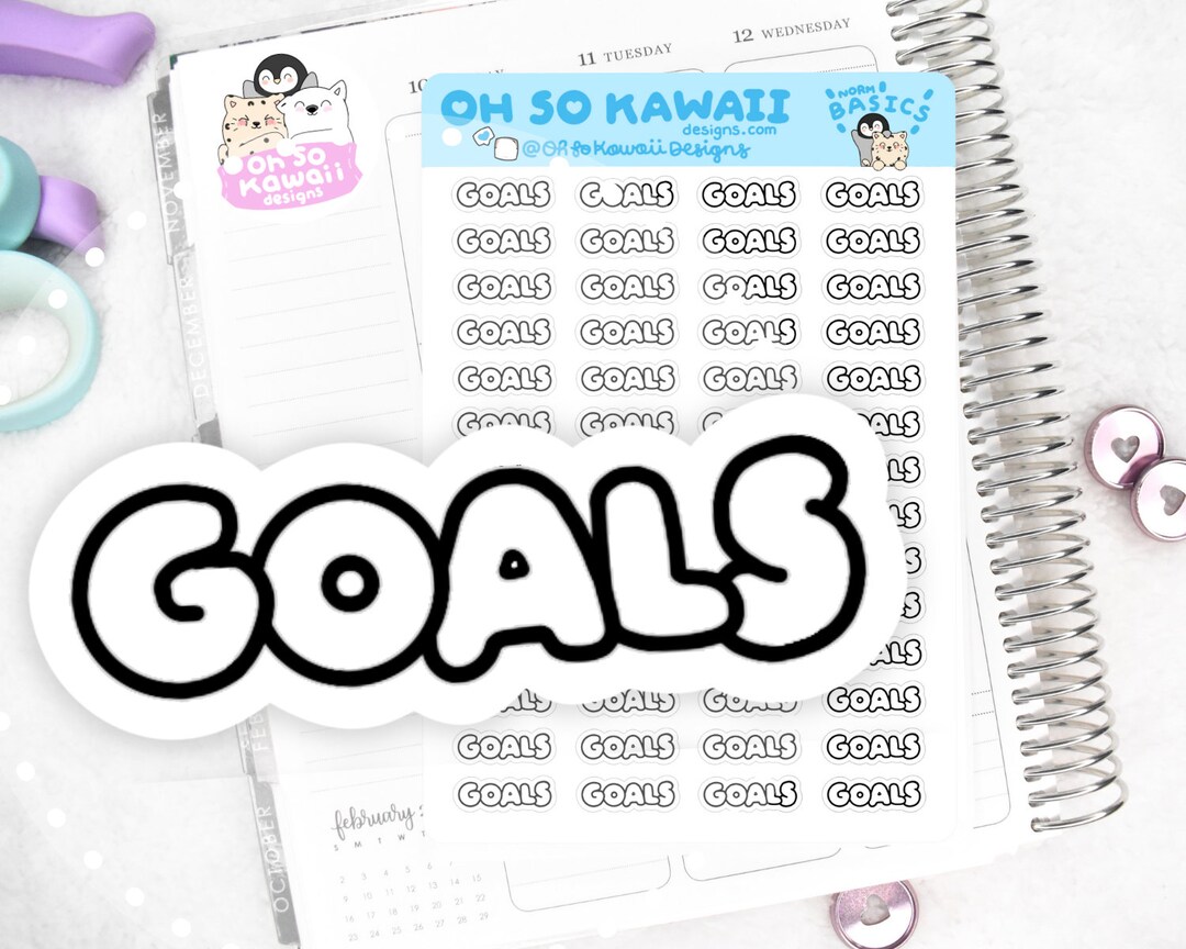 Kawaii Goal Stickers Goal Planner Stickers Script Stickers for Planners ...
