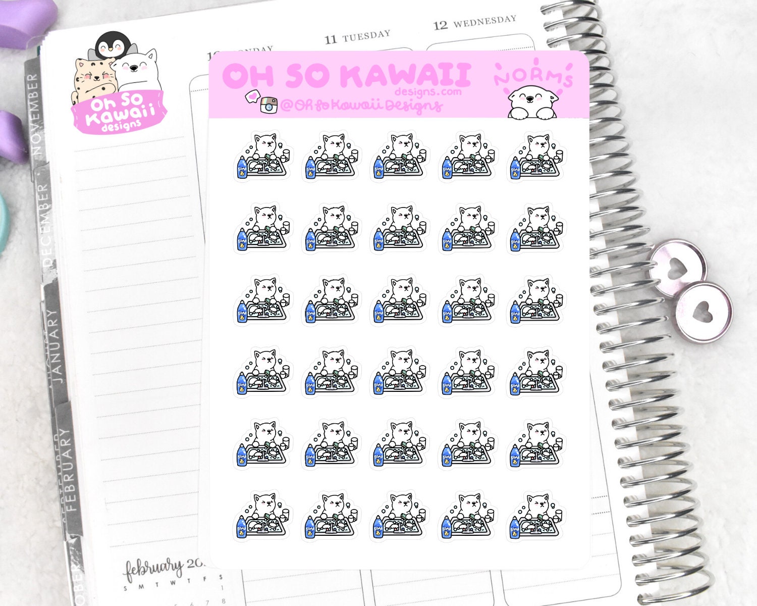 Kawaii Wash Dishes Icon Sticker Wash Dishes Planner Stickers - Etsy