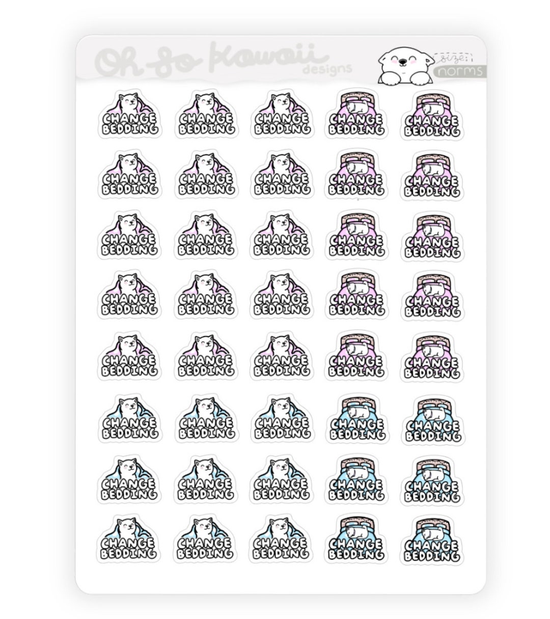 Kawaii Change Bedding Stickers Change Bedding Planner Stickers Chore ...