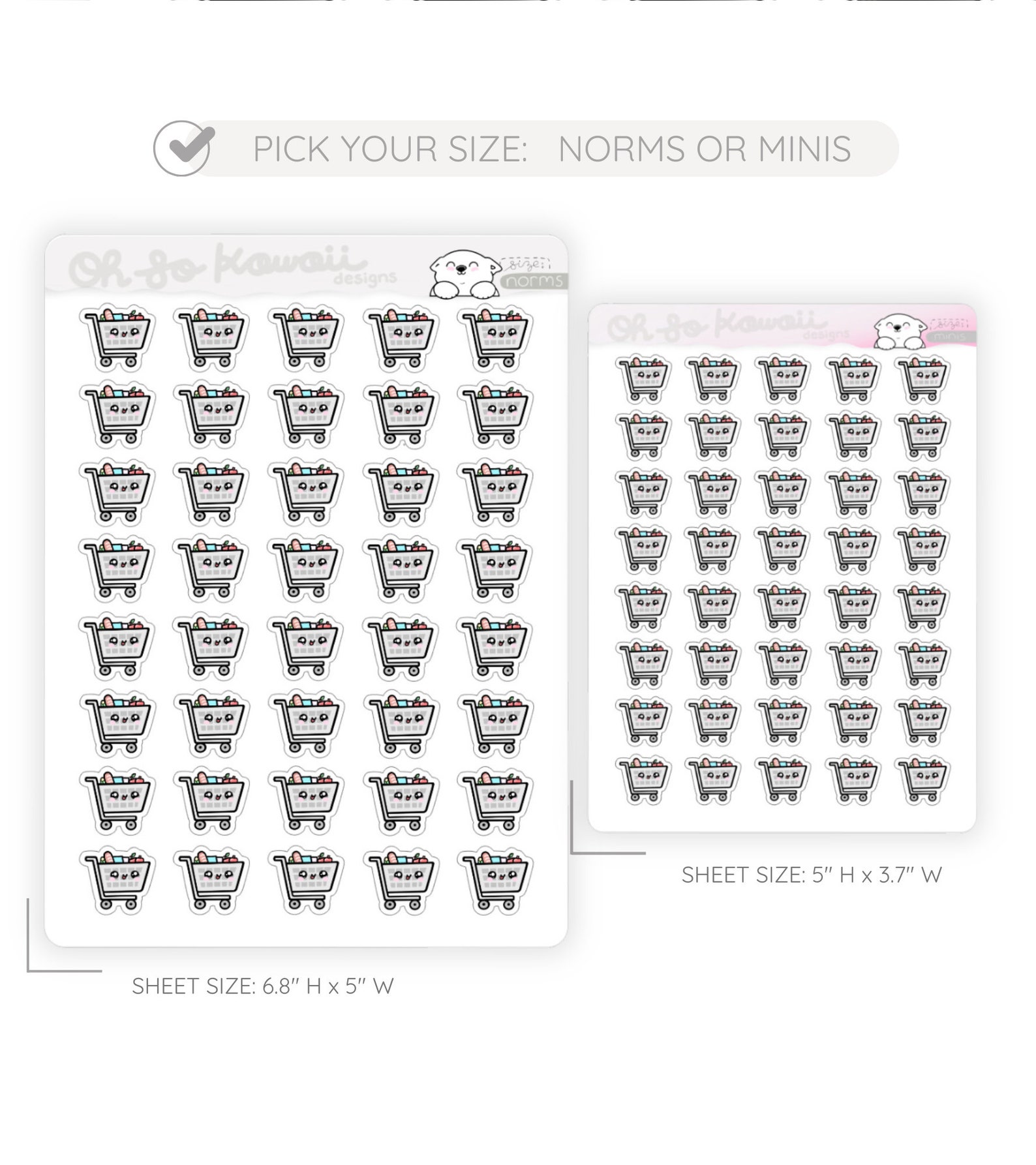 Kawaii Grocery Cart Stickers - Budget Planner Stickers - Budget ...