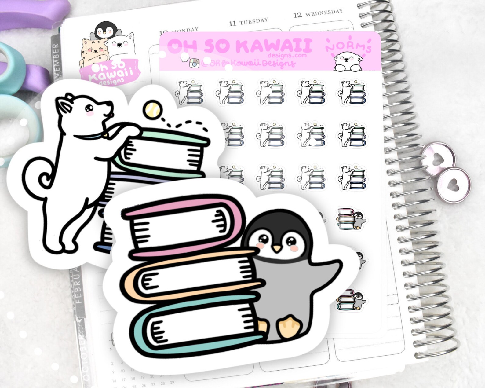 Kawaii Book Stickers for Planner Happy Book Planner Stickers - Etsy