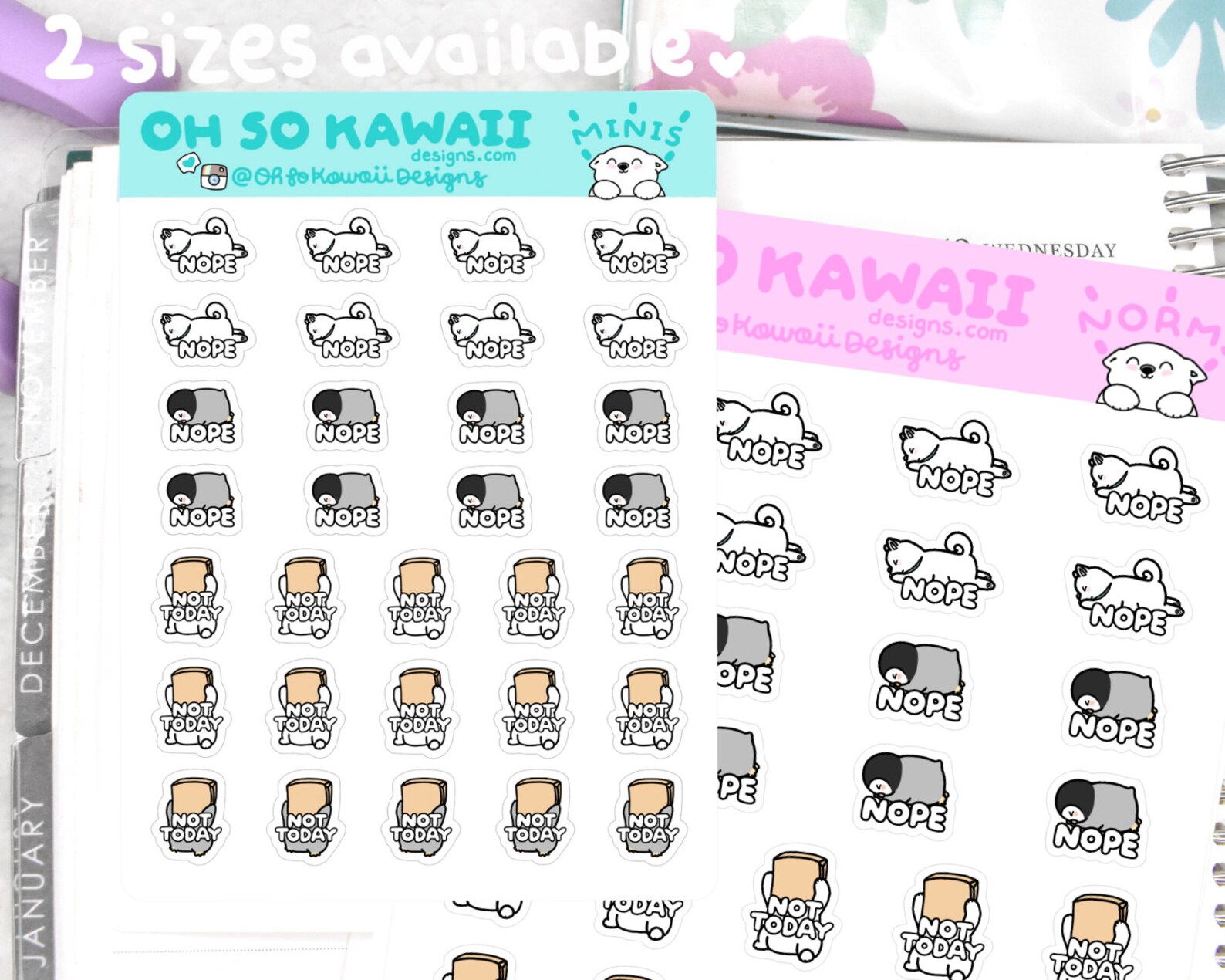 Kawaii Nope Stickers Cute Kawaii Planner Stickers College - Etsy