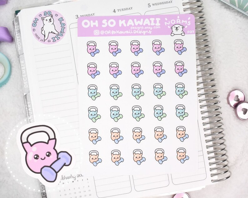 Kawaii Workout Stickers Workout Planner Stickers Exercise | Etsy