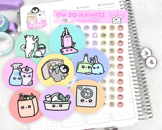 Kawaii Cleaning Icons for Planners and Calendars Cleaning | Etsy