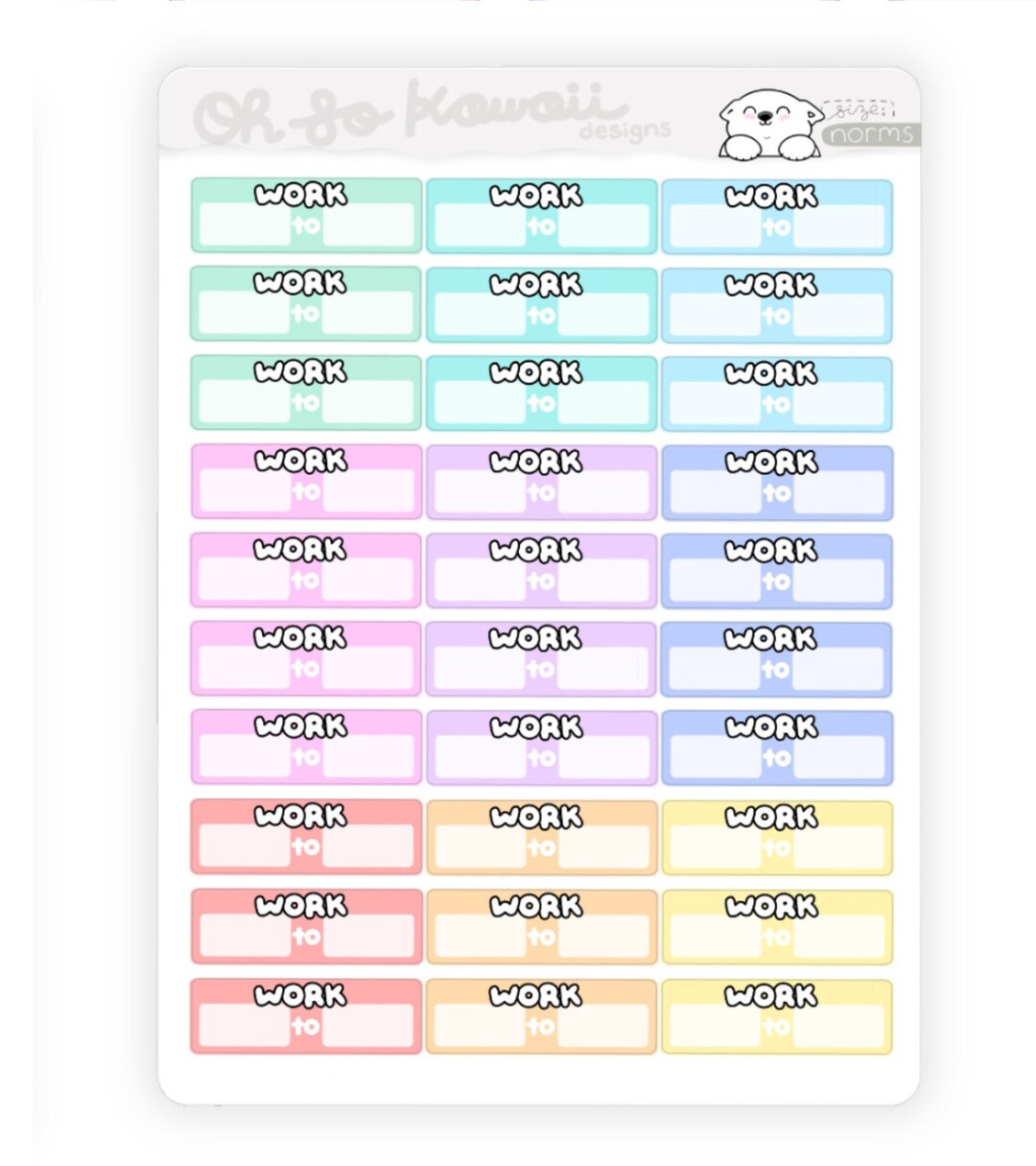 Kawaii Work Schedule Planner Stickers Work Schedule Sticker Work Script ...