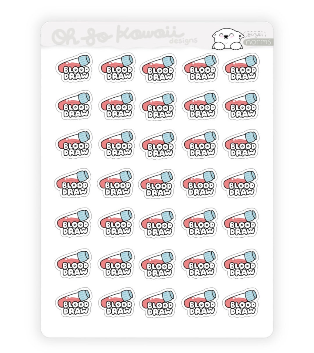 Kawaii Blood Work Blood Draw Reminder Sticker Draw Blood Planner ...