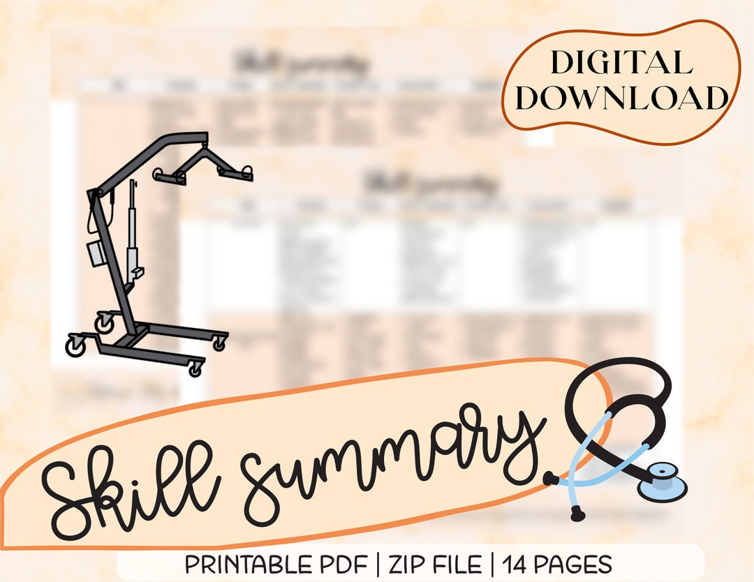 Nursing Skills Summary: Quick Reference Guide (digital Download) - Etsy