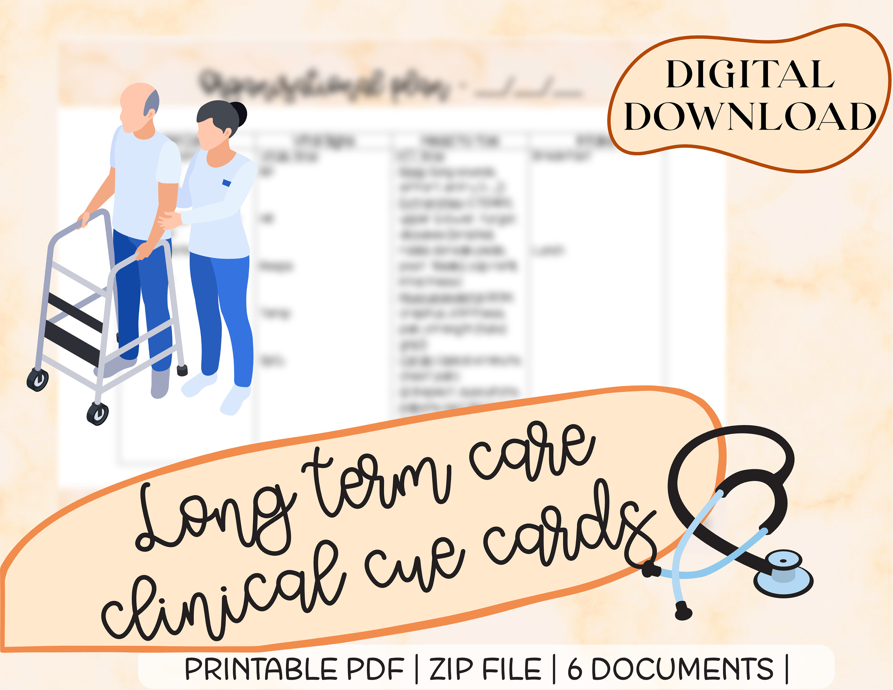 Long Term Care Clinical Cue Cards: Nursing Student Reference (digital ...
