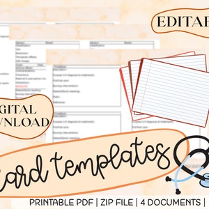 Card Templates, for Nursing Students, Nurses, Clinicals, Medical ...