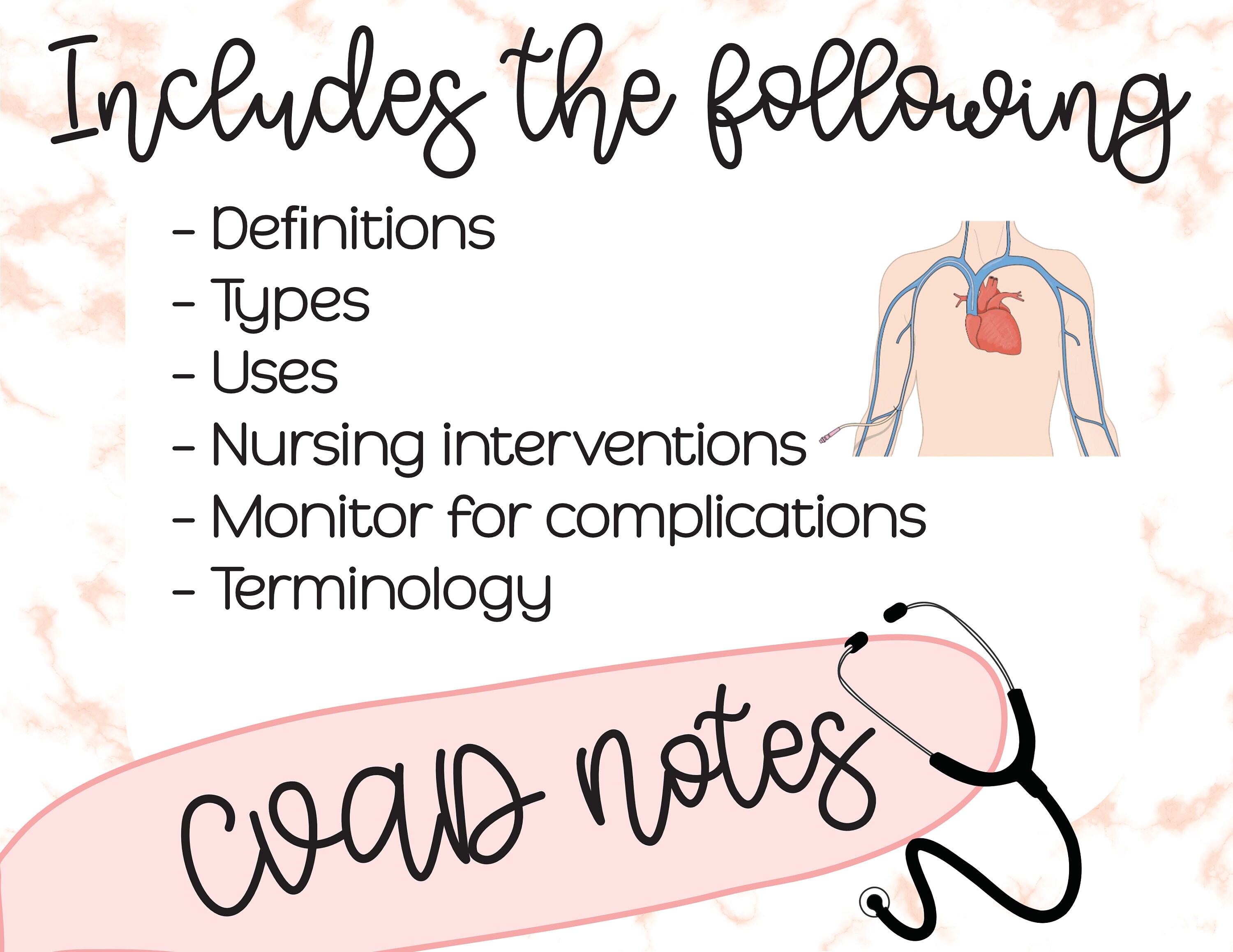CVAD Notes for Nursing Students Nurses Medical Terminology | Etsy Canada