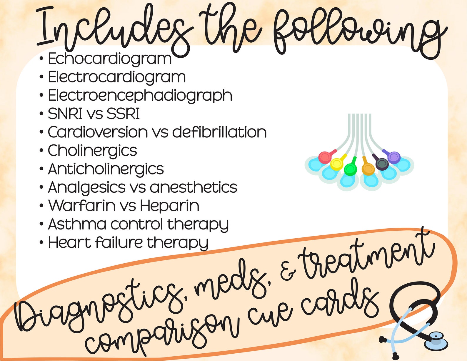 Diagnostics, Meds, & Treatments Comparison Cards, for Nursing Students ...