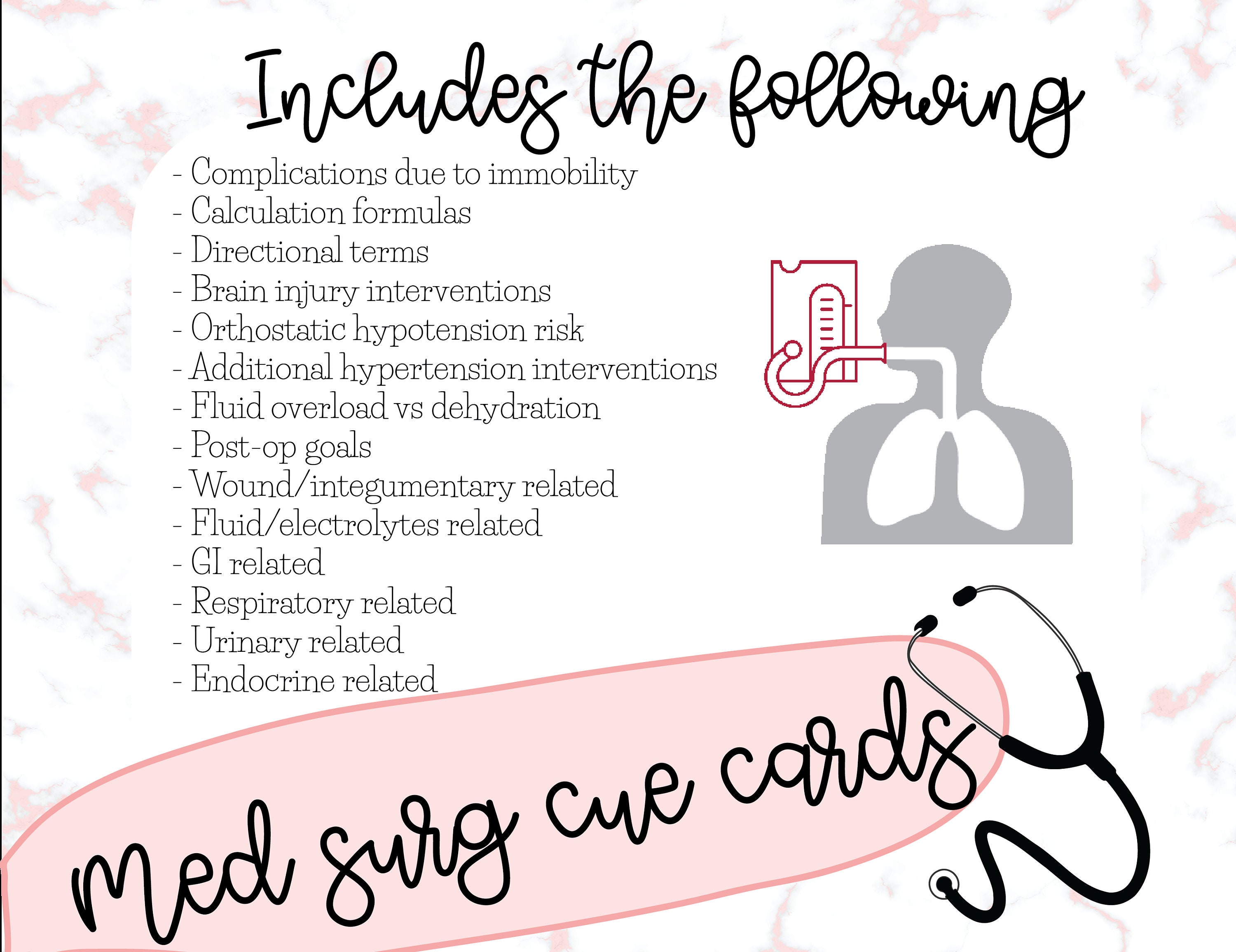 Medical Surgical Cue Cards for Nursing Students Nurses | Etsy