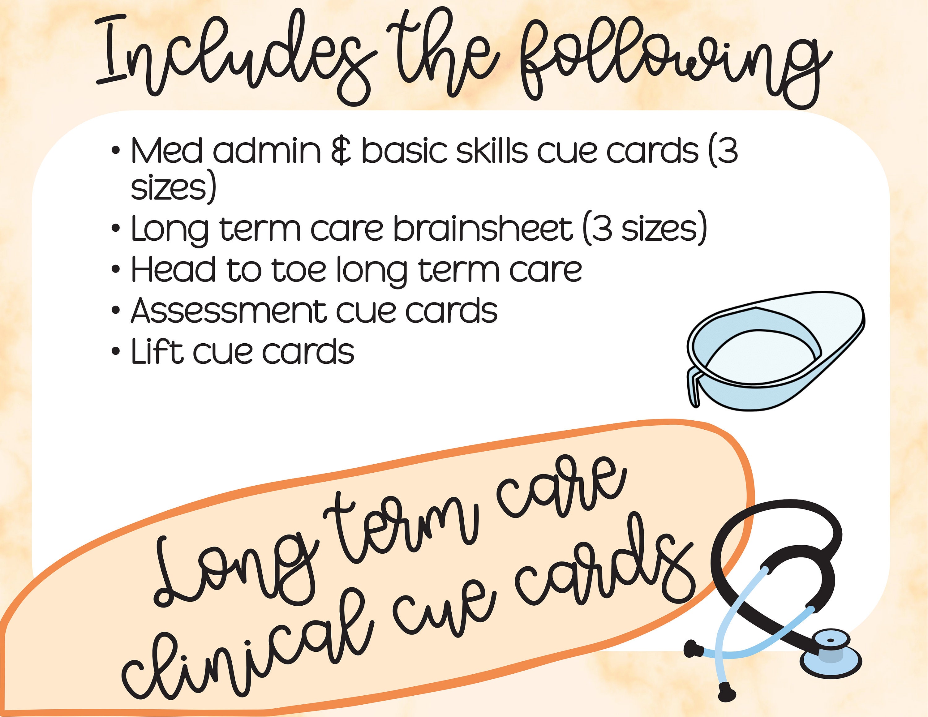 Long Term Care Clinical Cue Cards: Nursing Student Reference (digital ...