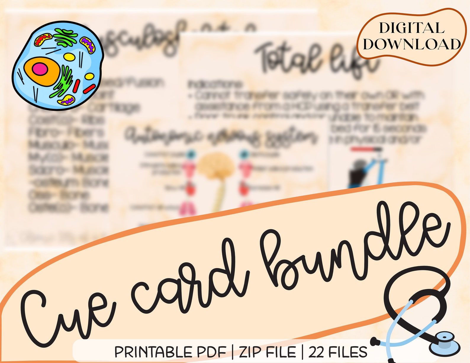 Cue Cards Bundle, for Nursing Students, Nurses, Medical Terminology ...