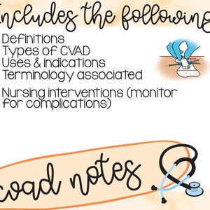 CVAD Notes, for Nursing Students, Nurses, Medical Terminology, Medical ...