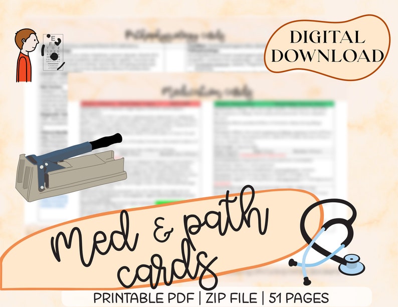 Med & Patho Cards, for Nursing Students, Nurses, Medical Terminology ...