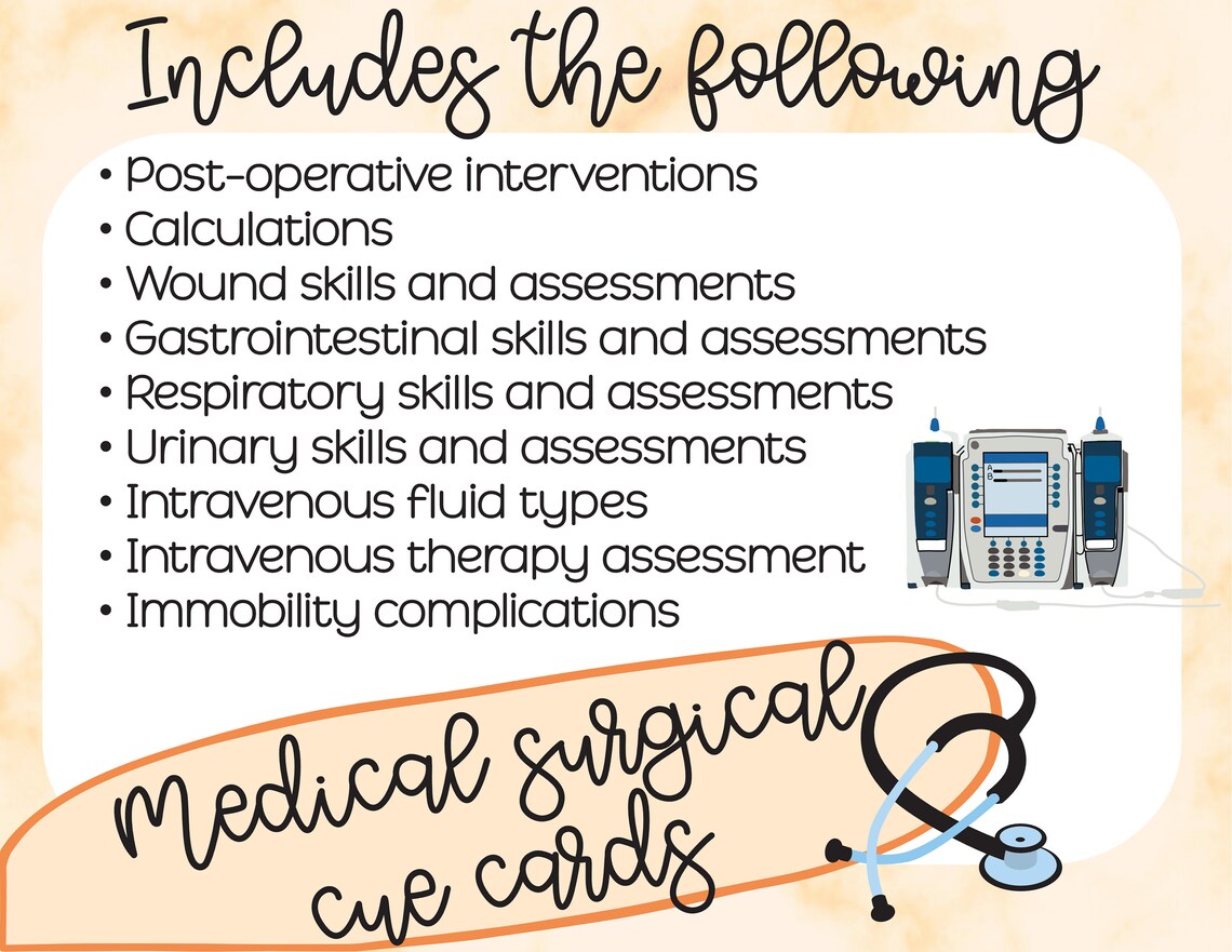 Medical Surgical Cue Cards: Nursing Student Clinical Guide (digital ...