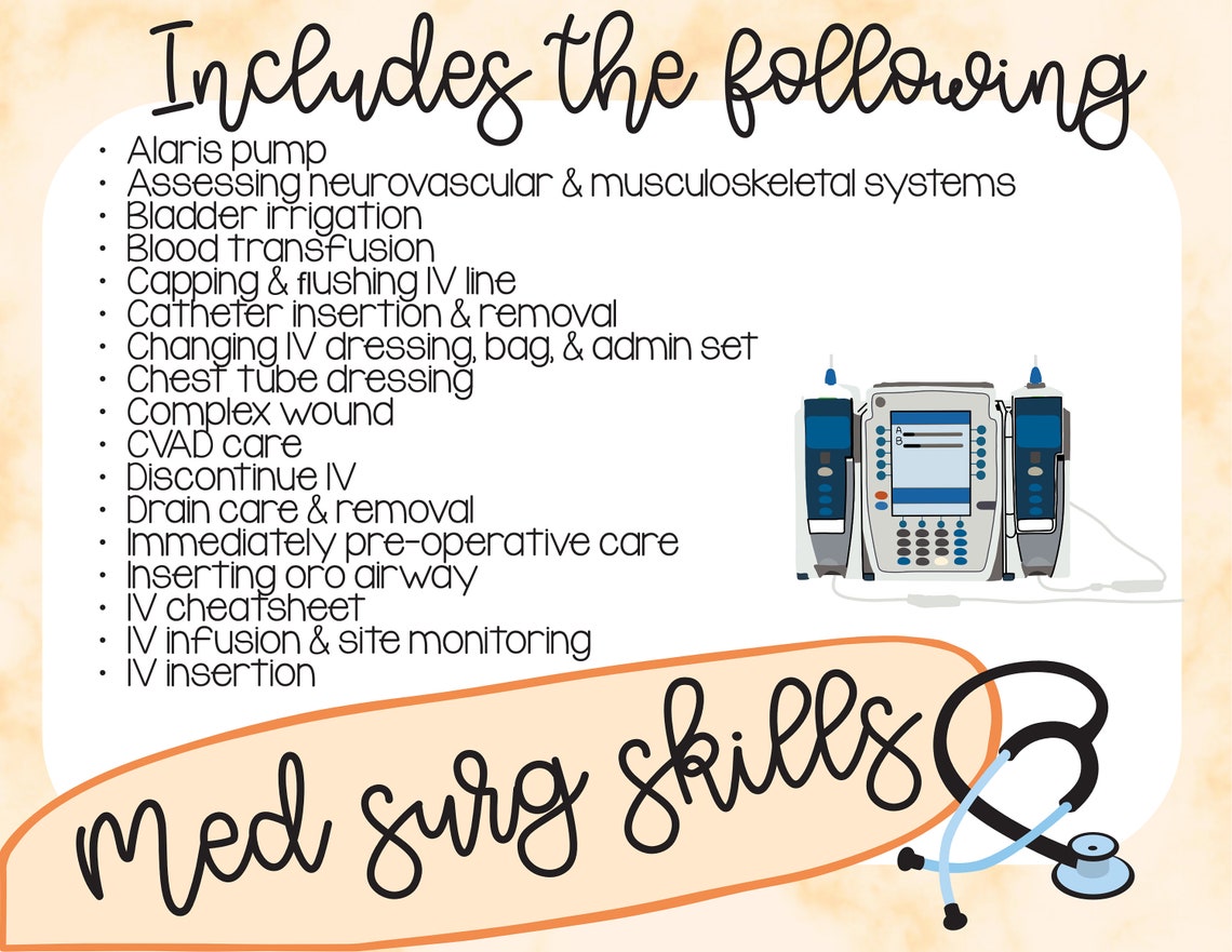 Medical Surgical Skills Bundle, for Nursing Students, Nurses, Clinical ...