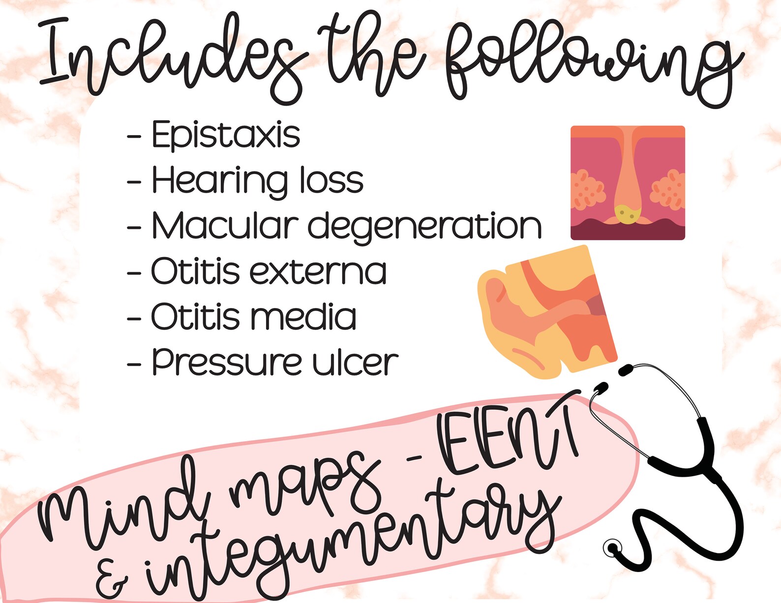 Mind Maps EENT & Integumentary System for Nursing Students | Etsy