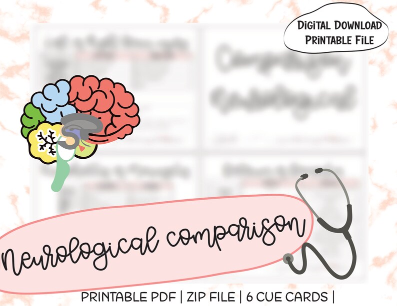Neurological Comparison Cards for Nursing Students Nurses | Etsy Canada