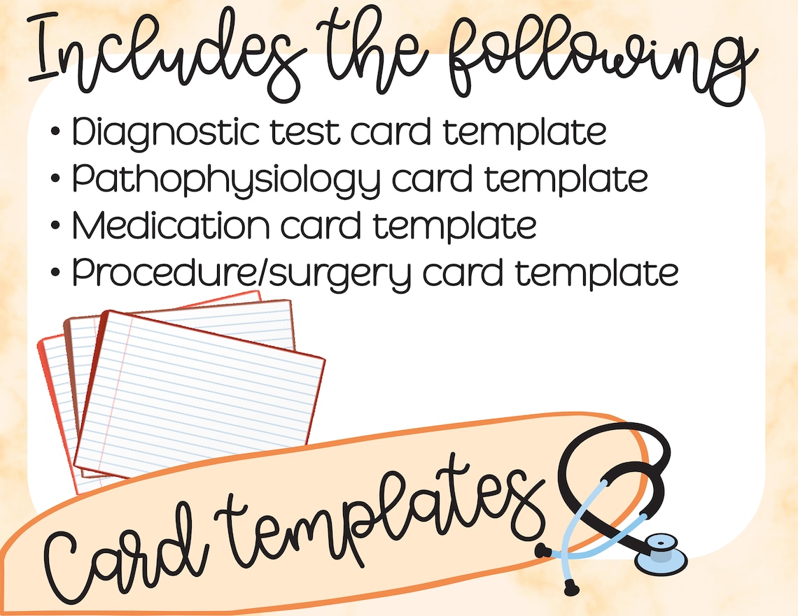 Card Templates, for Nursing Students, Nurses, Clinicals, Medical ...