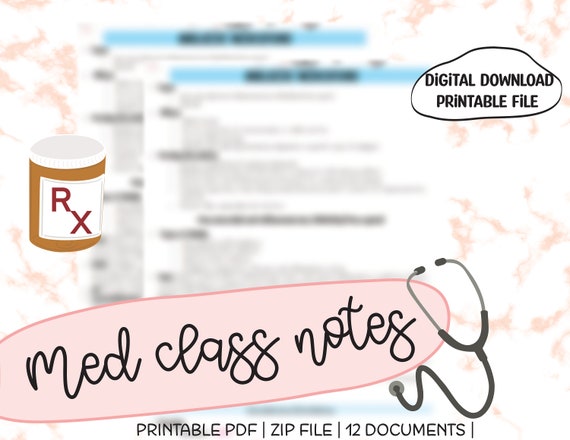 Med Class Notes for Nursing Students Nurses Medical | Etsy Canada