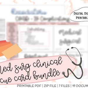 Medical Surgical Clinical Cue Card Bundle for Nursing | Etsy Canada