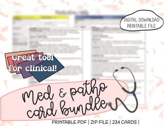 Med & Patho Cards for Nursing Students Nurses Medical | Etsy