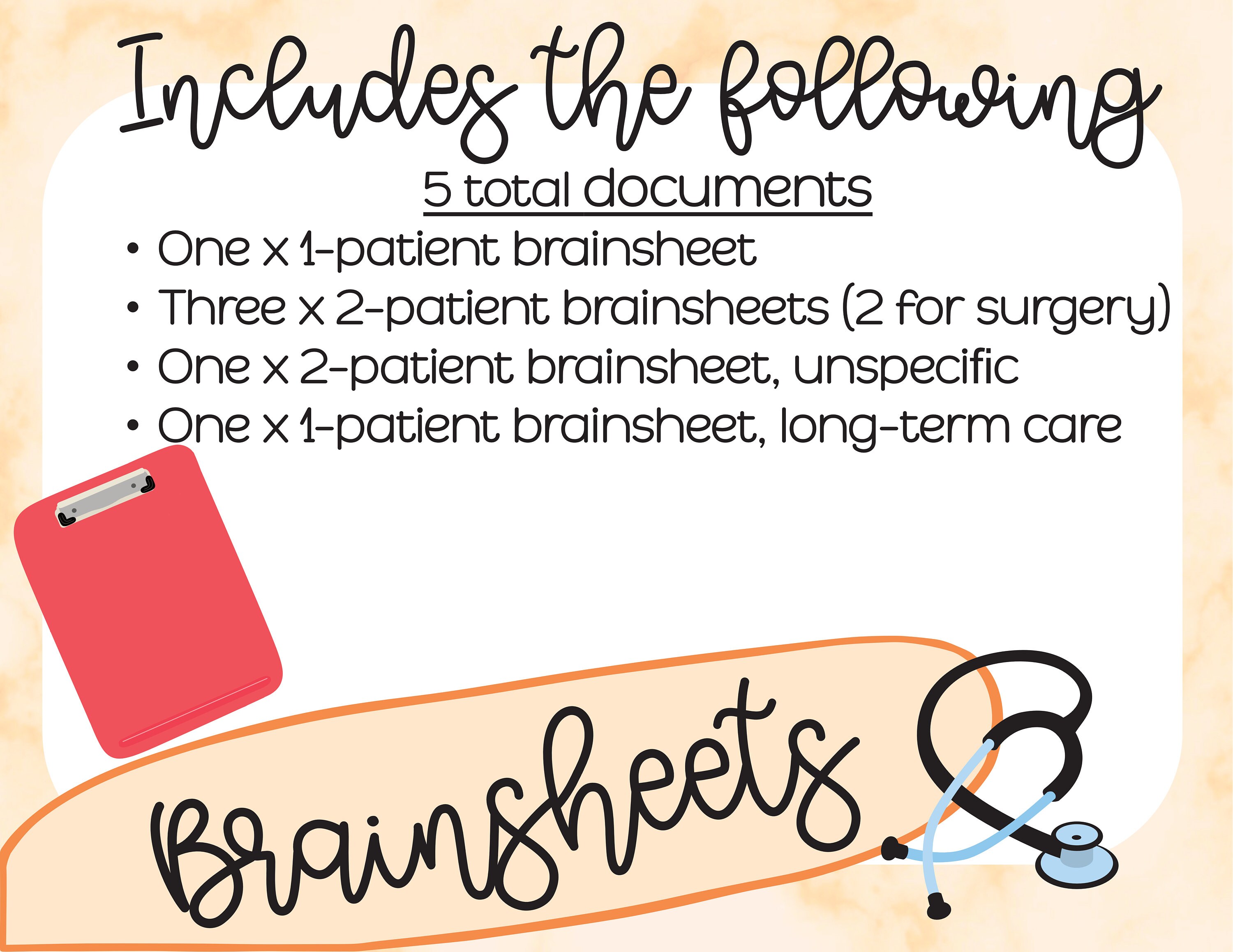 Brain Sheet Templates, for Nursing Students, Nurses, Organizational ...