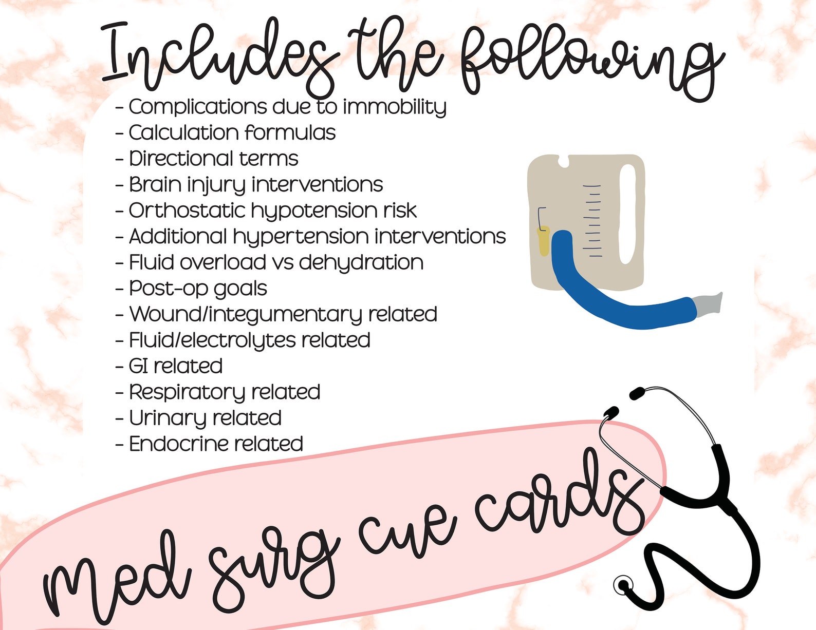 Medical Surgical Cue Cards for Nursing Students Nurses | Etsy Canada