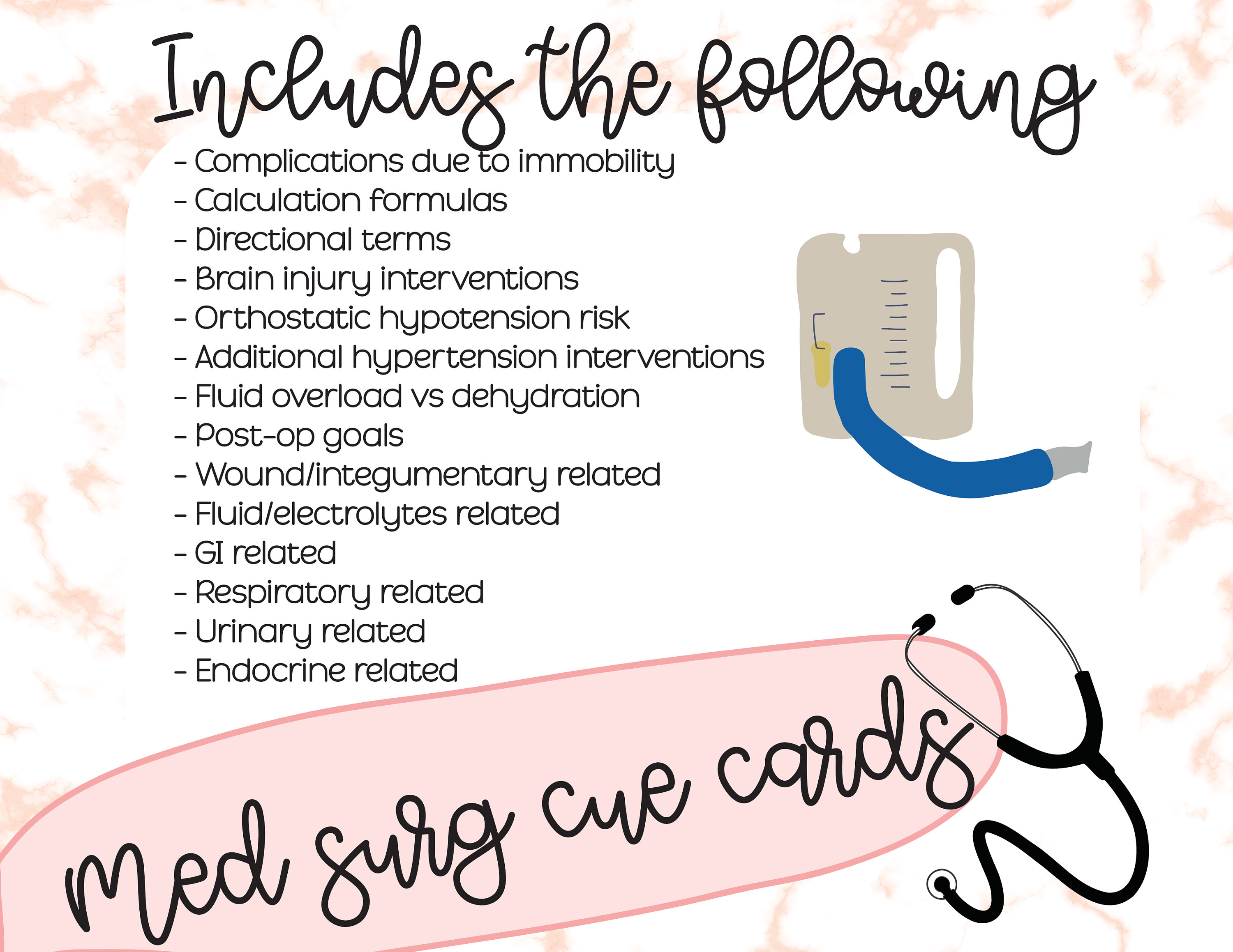 Medical Surgical Cue Cards for Nursing Students Nurses | Etsy Canada