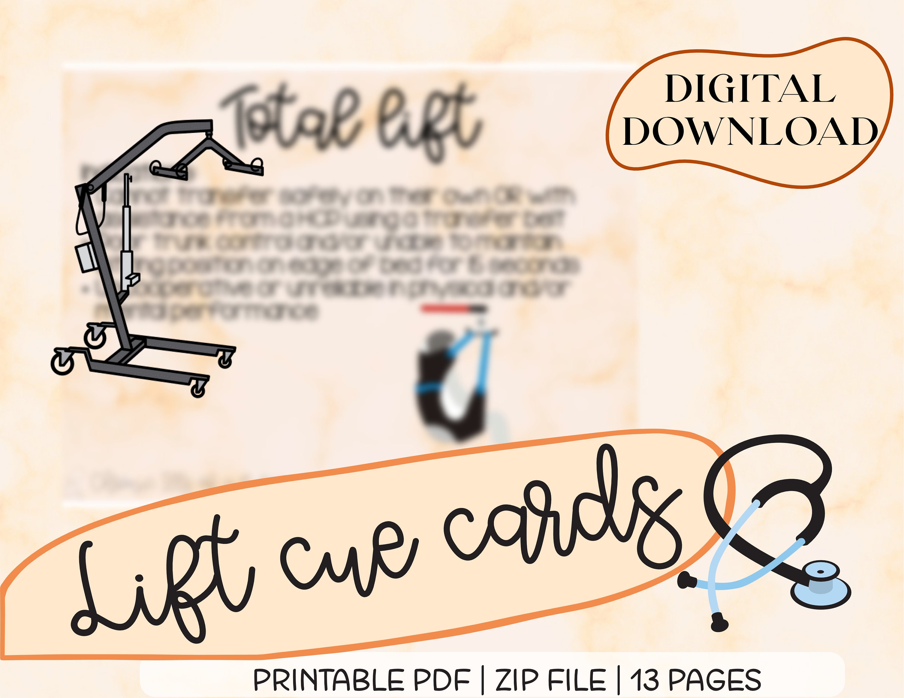 Lifts Cue Cards, for Nursing Students, Nurses, Medical Terminology, HCA ...