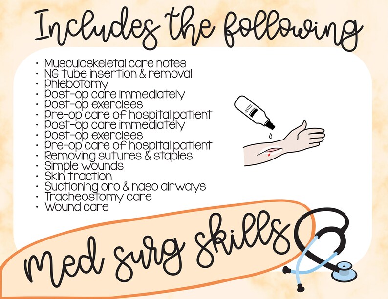 Medical Surgical Skills Bundle, for Nursing Students, Nurses, Clinical ...