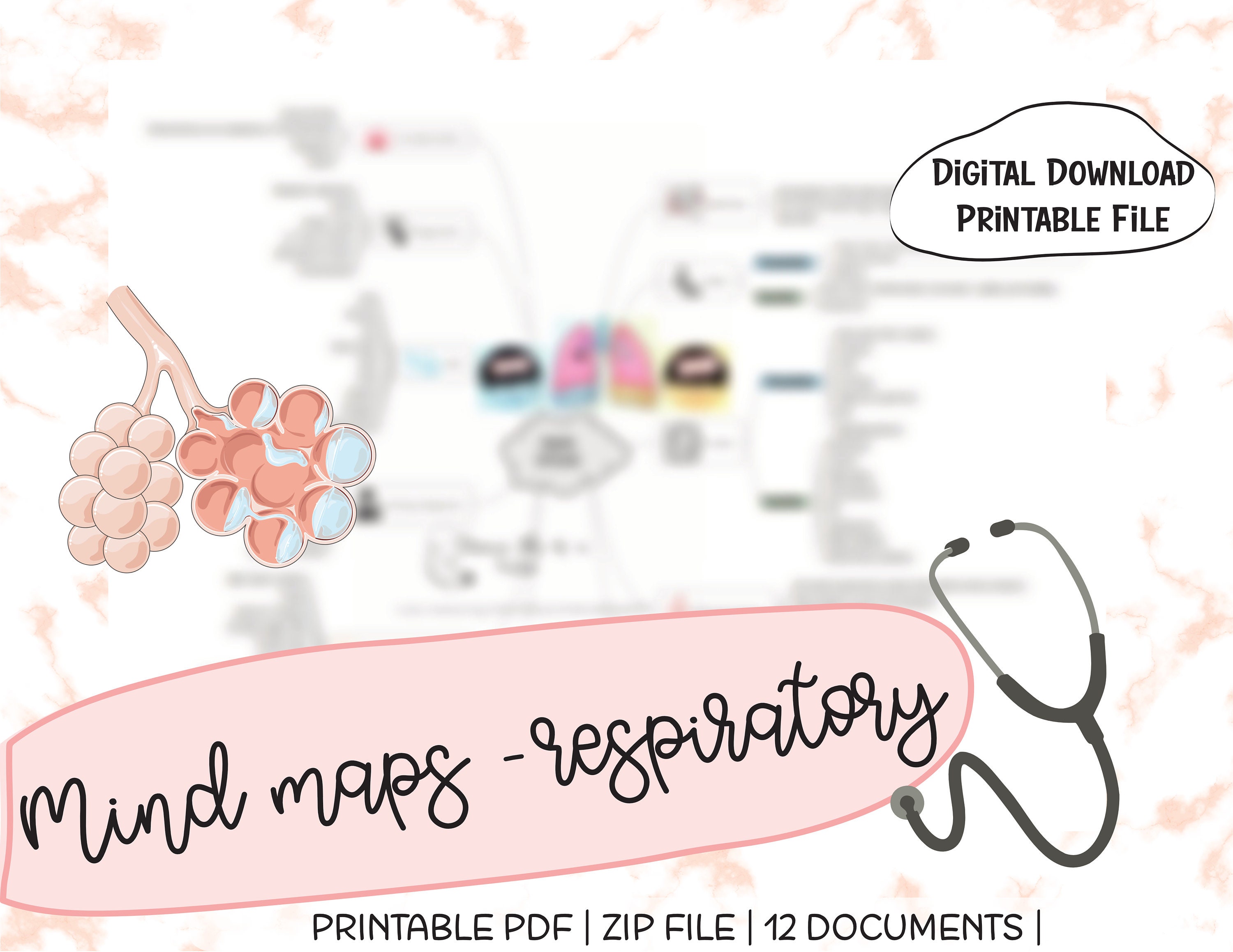 Mind Maps Respiratory System for Nursing Students Nurses - Etsy Canada