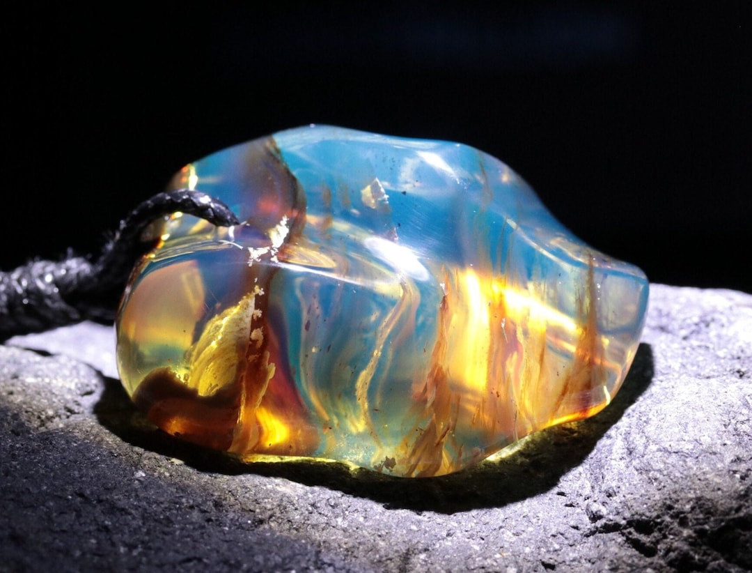 Zupertrillion Ultra Rare Blue Amber Pendant Crystal Clear Amber Rare ...