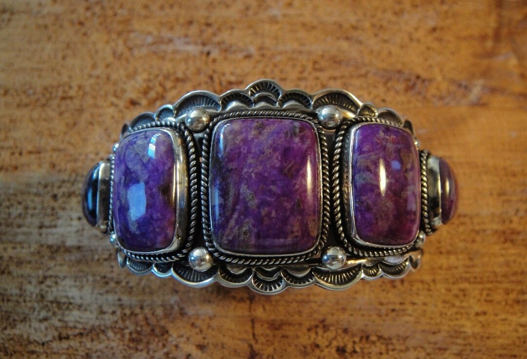 Sugilite Cuff Bracelet Authentic Native American Made Sterling Silver ...