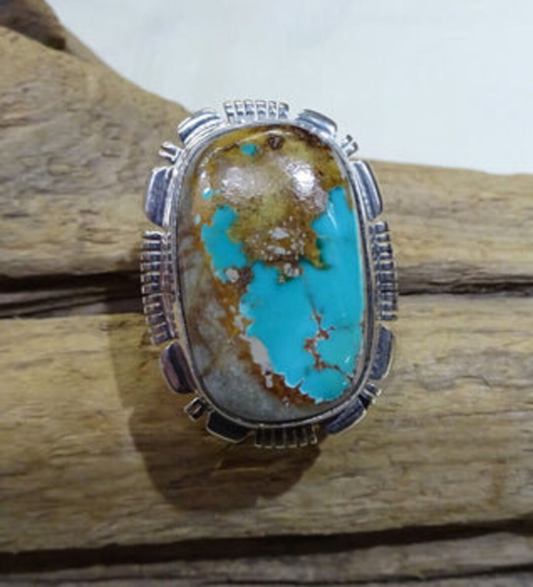 Native American Made Boulder Turquoise and Sterling Silver Ring - Etsy