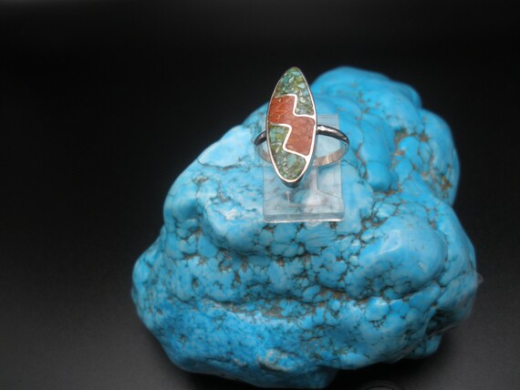 coral turquoise chip ring - Gem