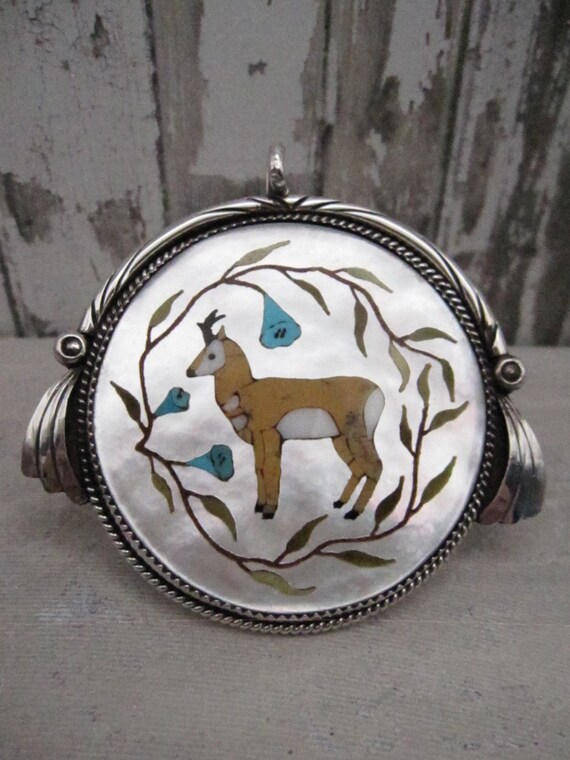 Vintage Native American Inlay Pendant: Mother of Pear… - Gem