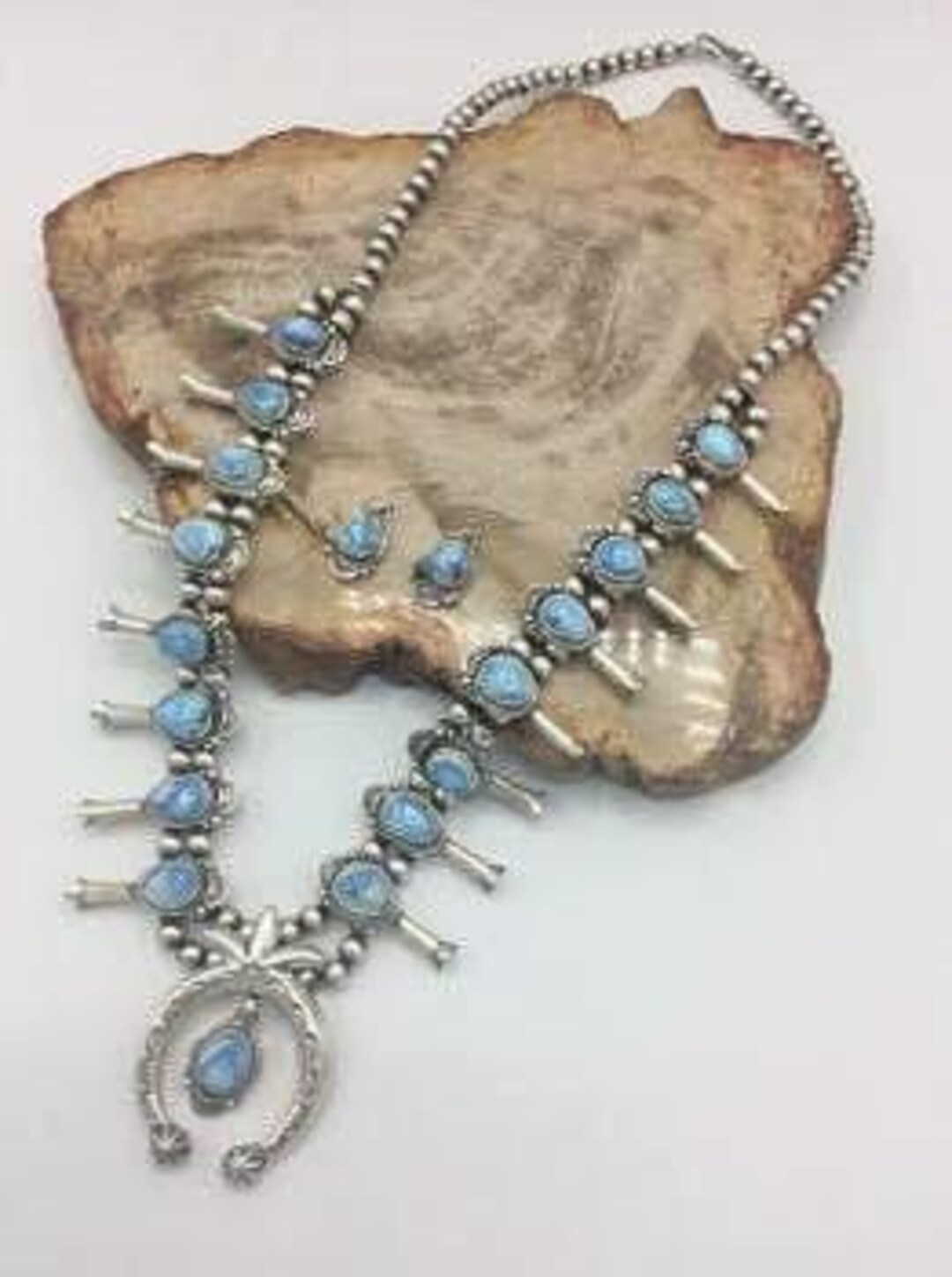 Golden Hills Turquoise Squash Blossom Necklace Authentic Native Golden ...