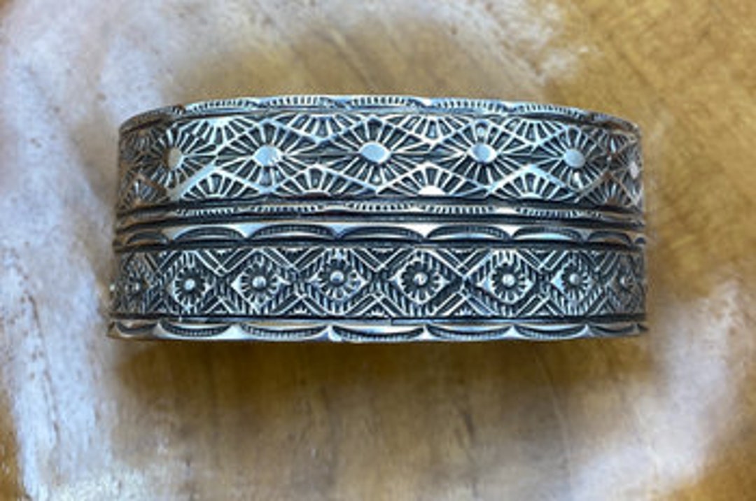 Native American Made Silver Men's Cuff Bracelet Authentic Native ...