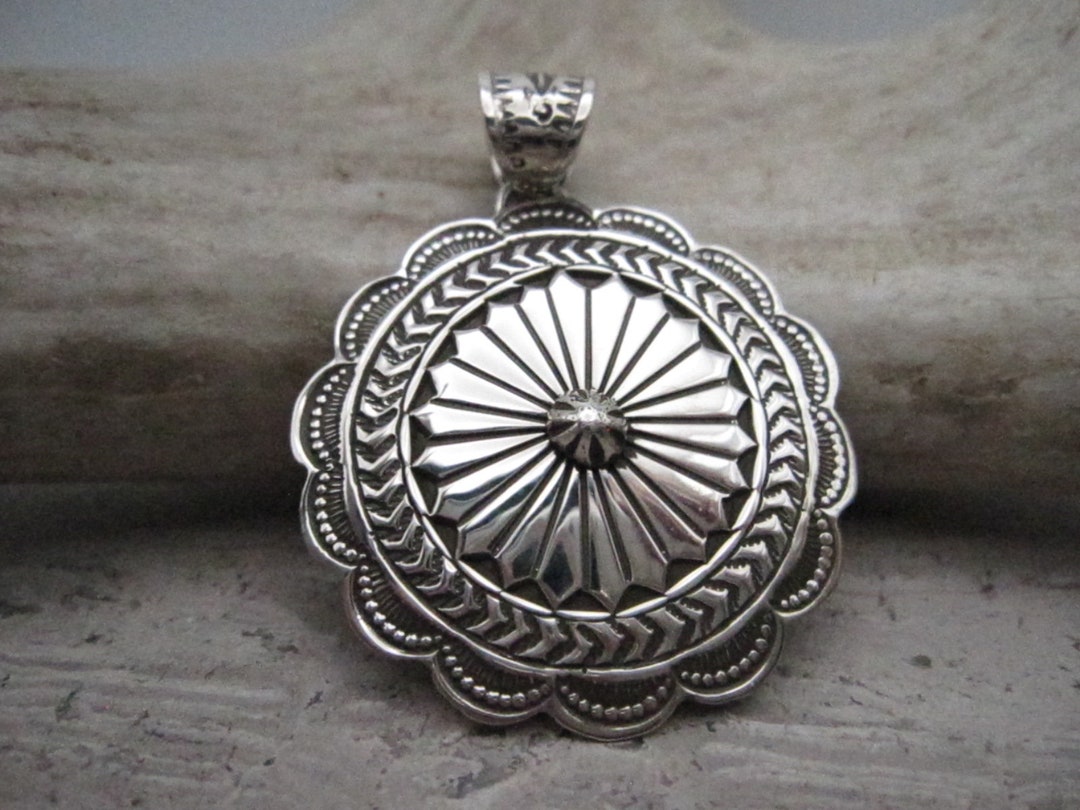 Native American Made Hand Stamped Sterling Silver Pendant Authentic ...