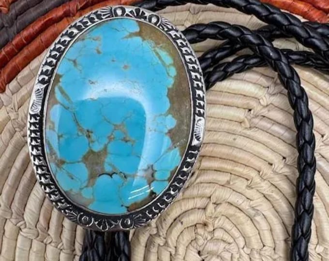 Turquoise Bolo Authentic Native American Made Turquoise Sterling Silver ...