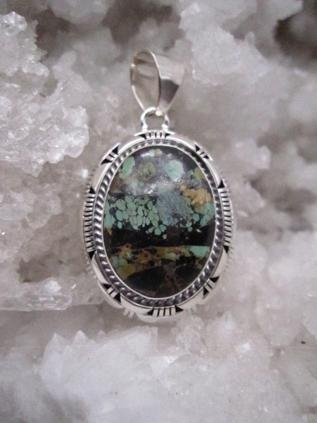 Blackjack Turquoise Pendant Authentic Native American Made Blackjack ...