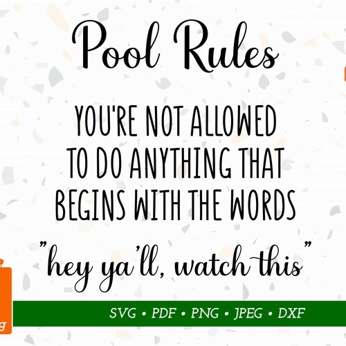 Pool Rules SVG Instant Download | Etsy