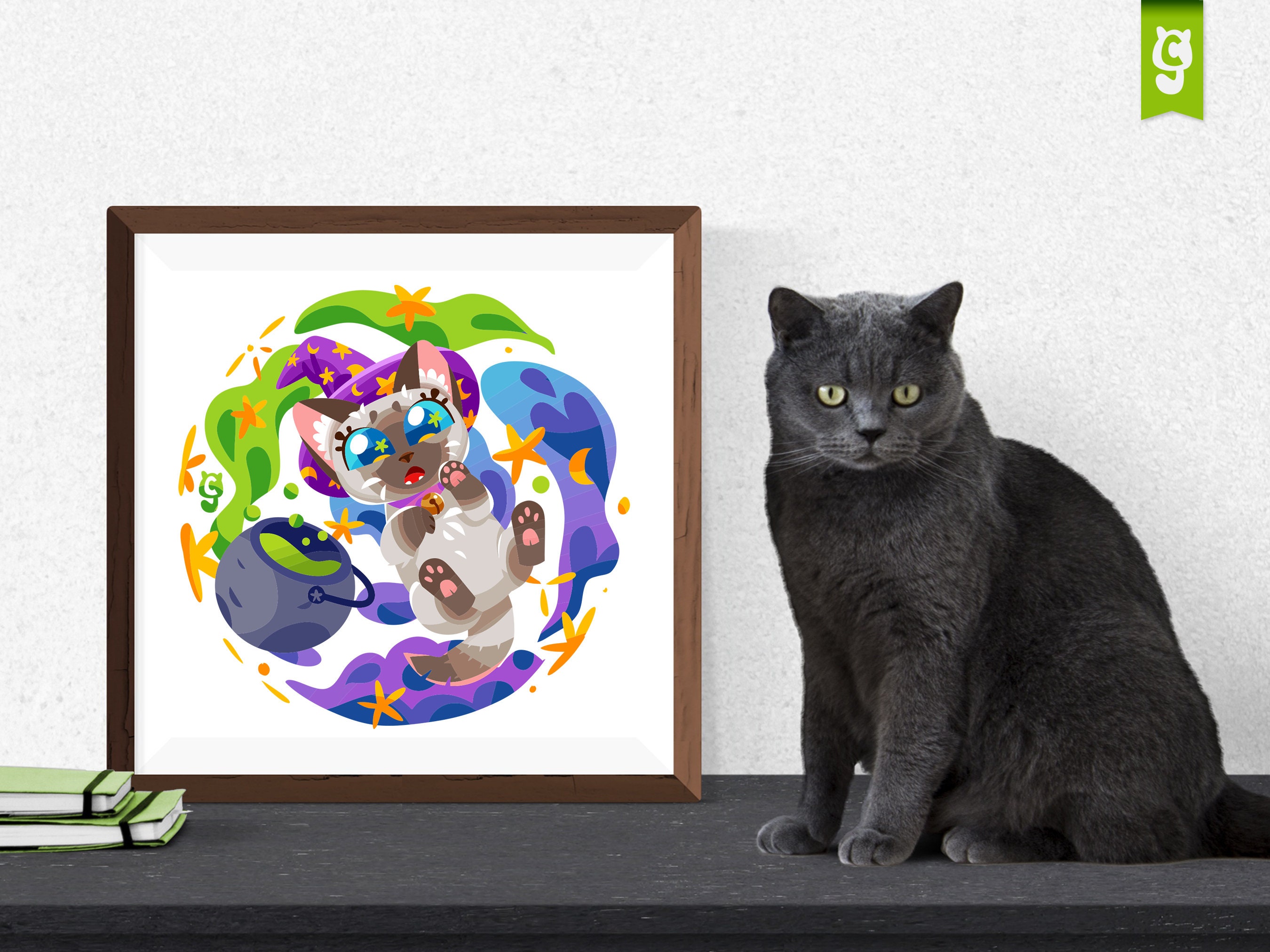 Siamese Wizard Magician Witch With Magic Cauldron Kitten Cat - Etsy